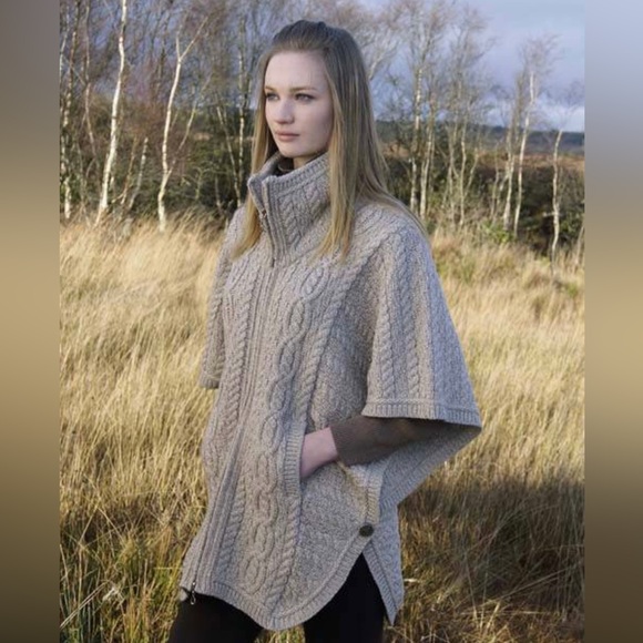 Aran Sweater Market | Sweaters | Aran Funnel Neck Tan Merino Wool ...